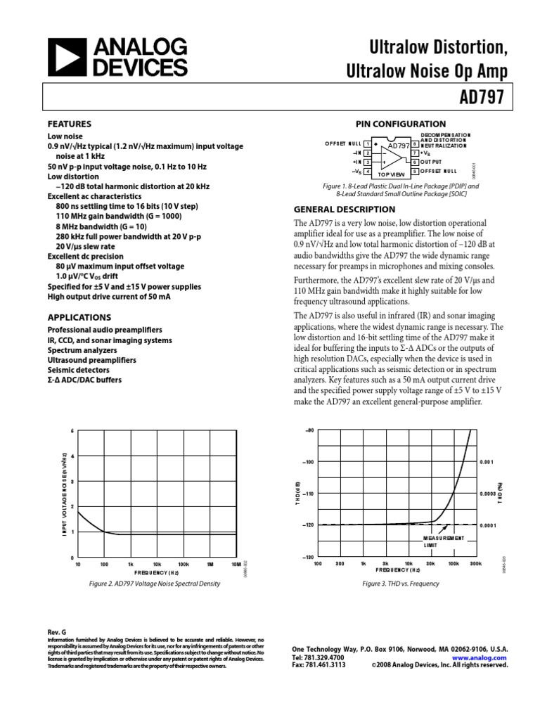 AD797 Datasheet | PDF | Amplifier | Operational Amplifier