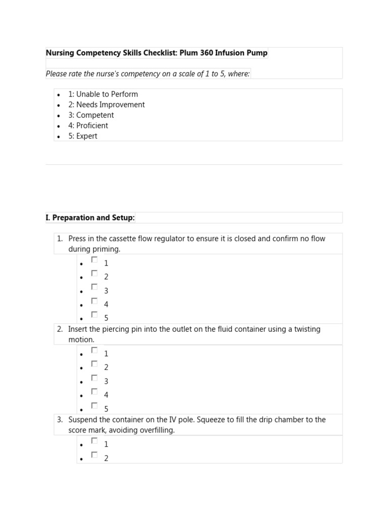 Nursing Competency Skills Checklist (Plum 360) | PDF | Science ...