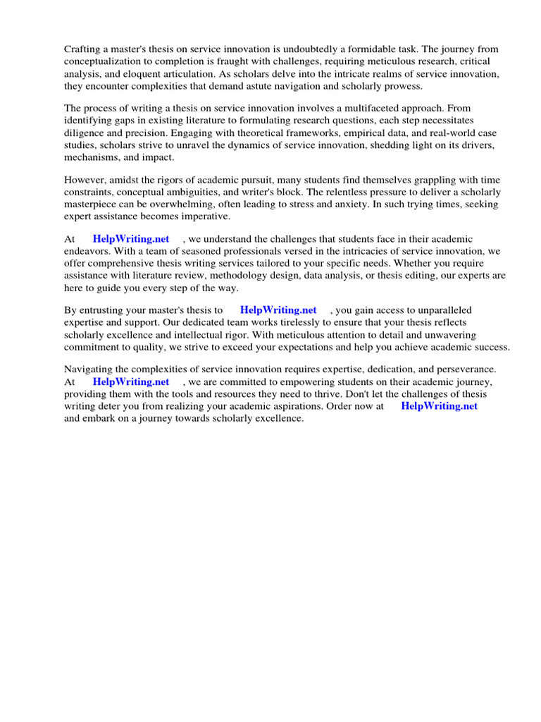 Master Thesis Service Innovation | PDF | Business | Finance & Money ...