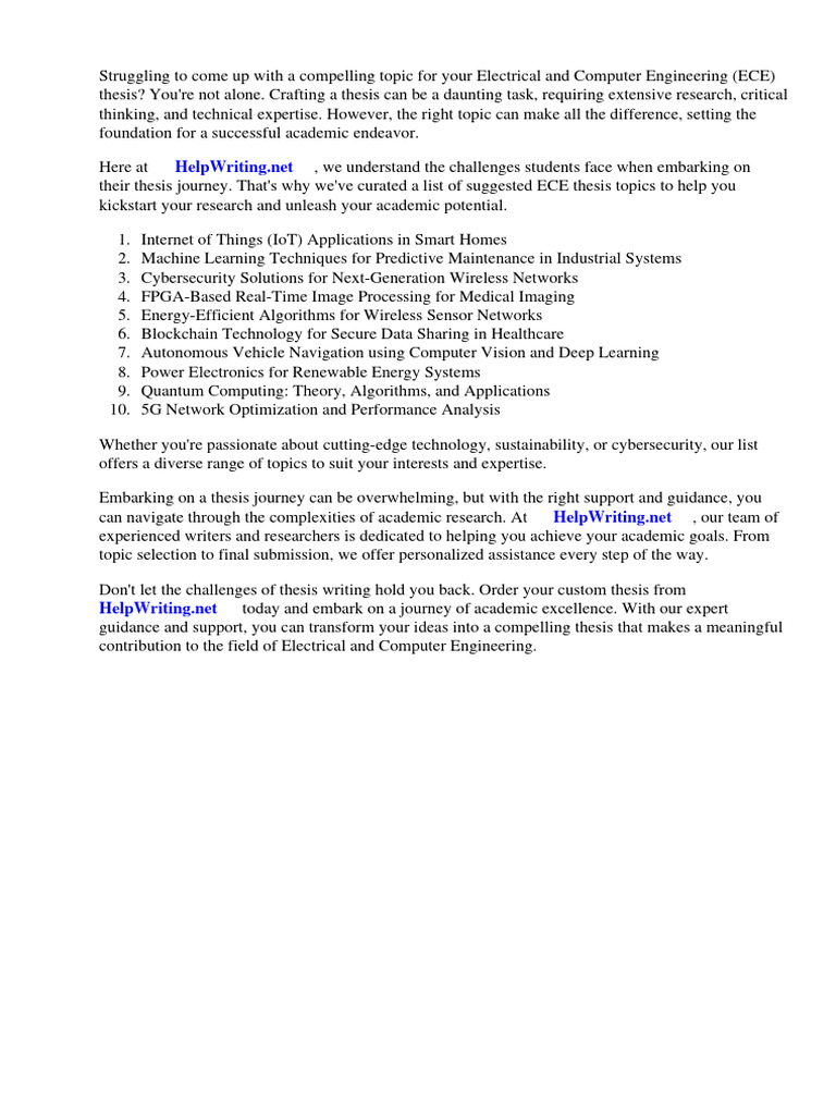 Suggested Ece Thesis Topics Sample | PDF | Thesis | Essays