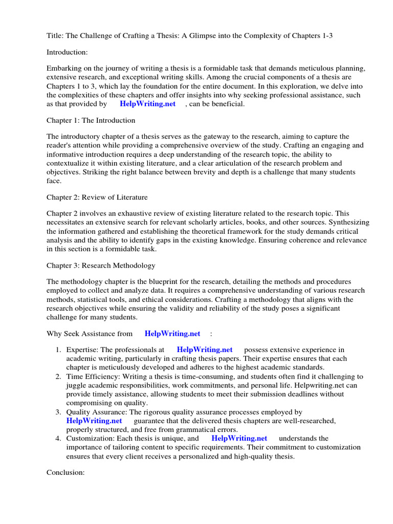 Sample of Thesis Chapter 1-3 | PDF