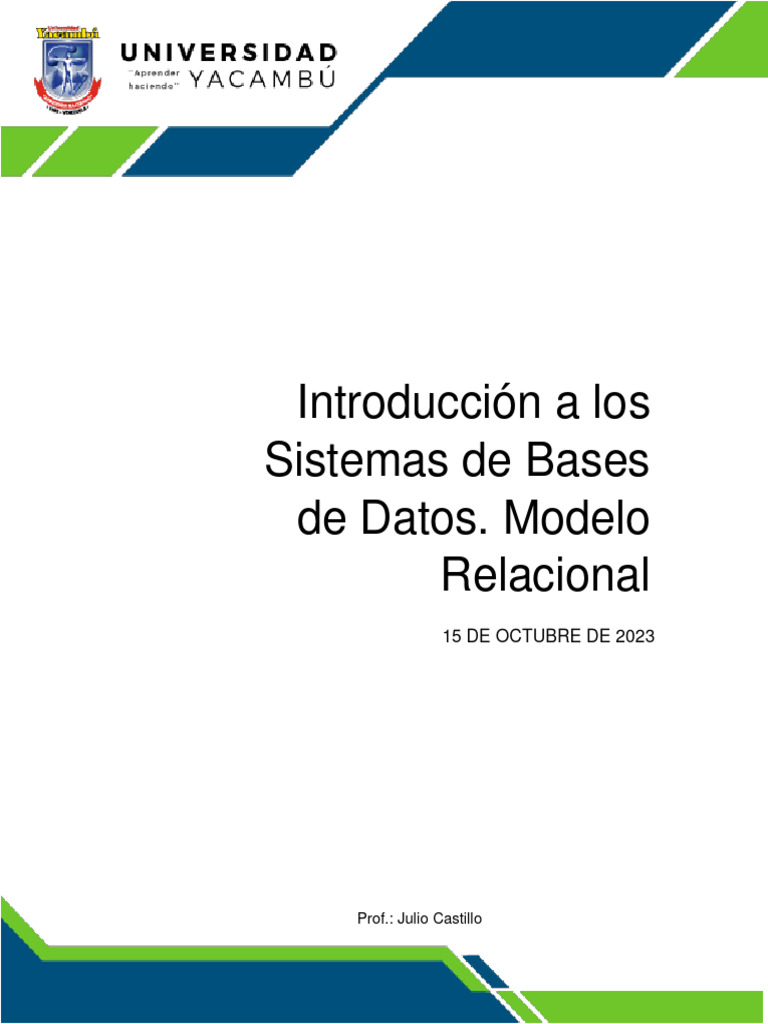 Recursos Unidad I BD - MR | Descargar gratis PDF | Base de datos relacional | Datos de computadora