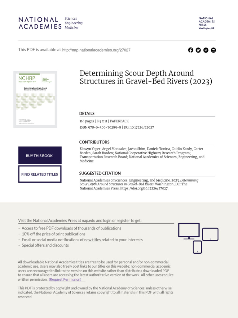 Determining Scour Depth Around Structures in Gravel-Bed Rivers | PDF | Sediment | Earth Sciences