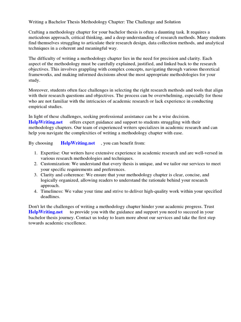 Bachelor Thesis Methodology Chapter | PDF | Methodology | Thesis
