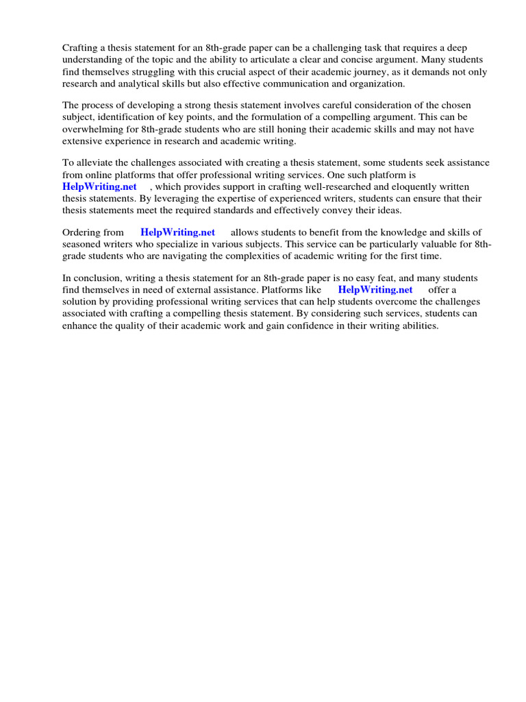 Examples Of Thesis Statements For 8th Grade Pdf Essays Thesis