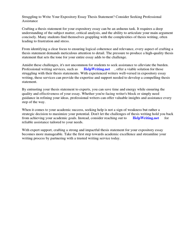 Expository Essay Thesis Statement | PDF | Essays | Cognitive Science