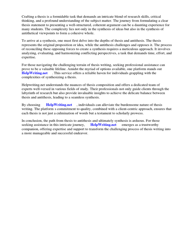 Thesis Plus Antithesis Equals Synthesis | PDF