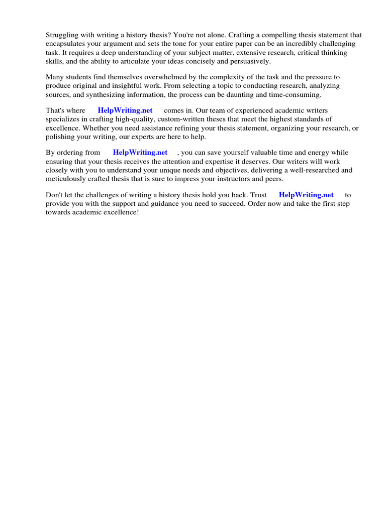 Examples of A History Thesis Statement | PDF | Essays | Thesis