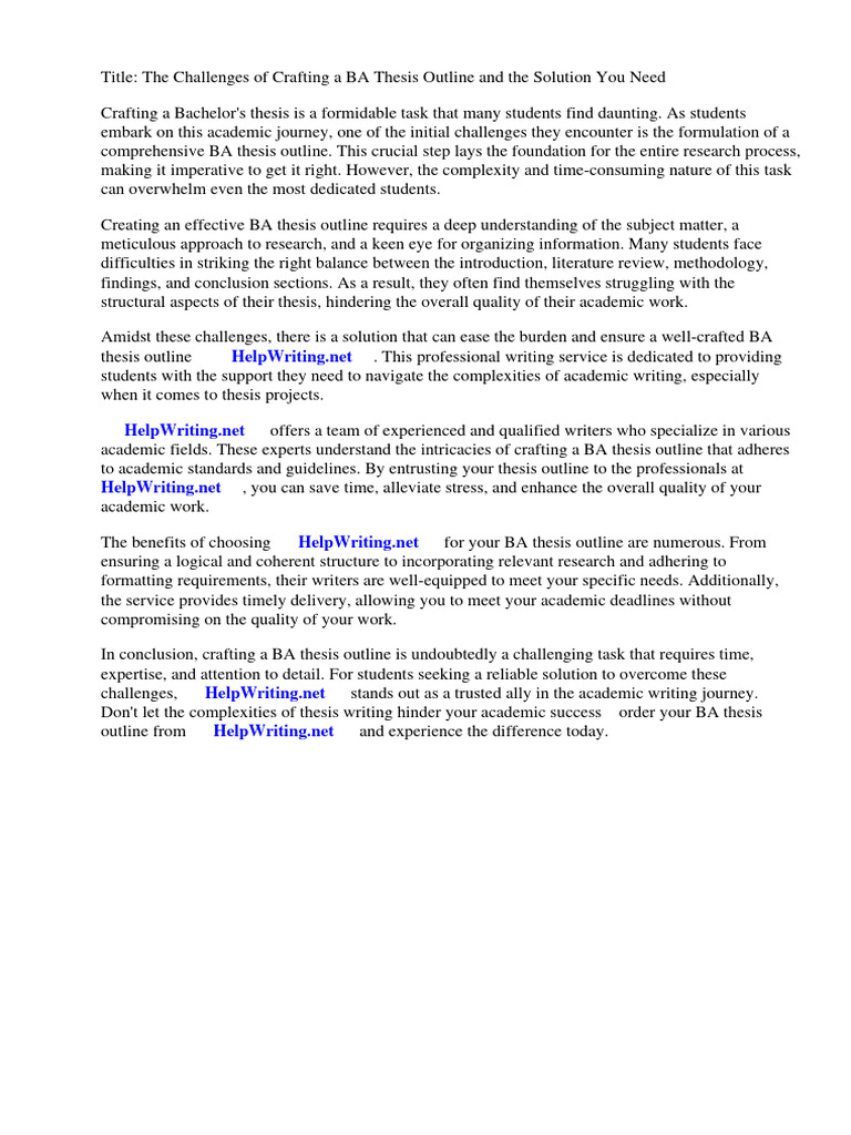 Ba Thesis Outline | PDF | Corporate Social Responsibility | Thesis