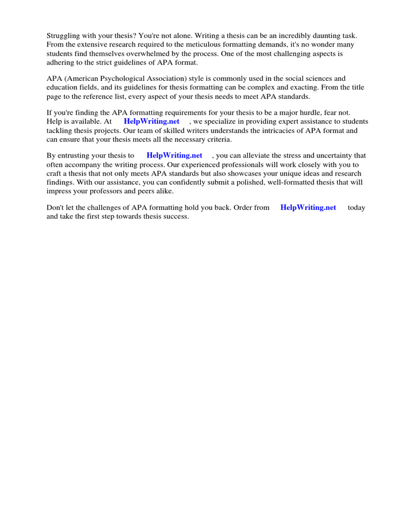 Parts of Thesis Apa Format | Download Free PDF | Apa Style | Thesis