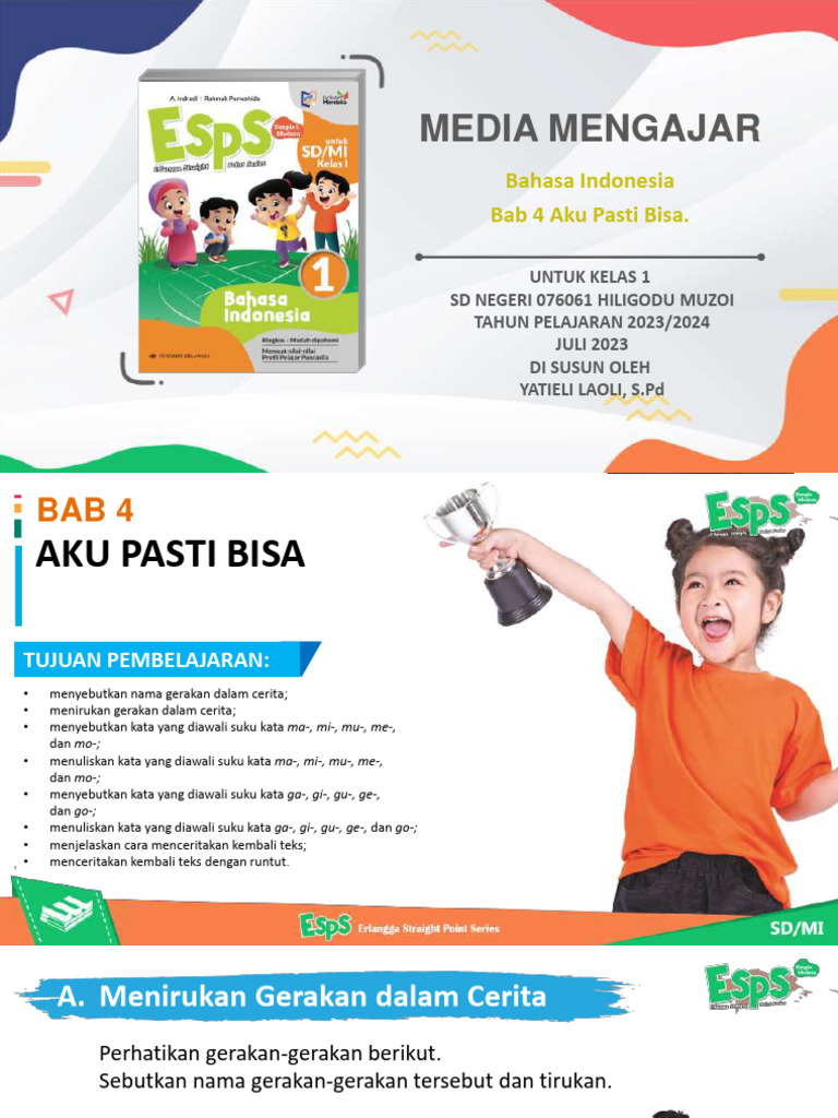 Media Ajar Kelas 1 Bahasa Indonesia Bab 4 Aku Pasti Bisa | PDF