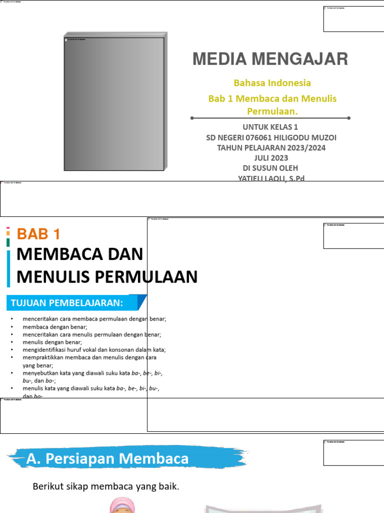 Media Ajar Kelas 1 Bahasa Indonesia Bab 1 Membaca dan Menulis Permulaan ...