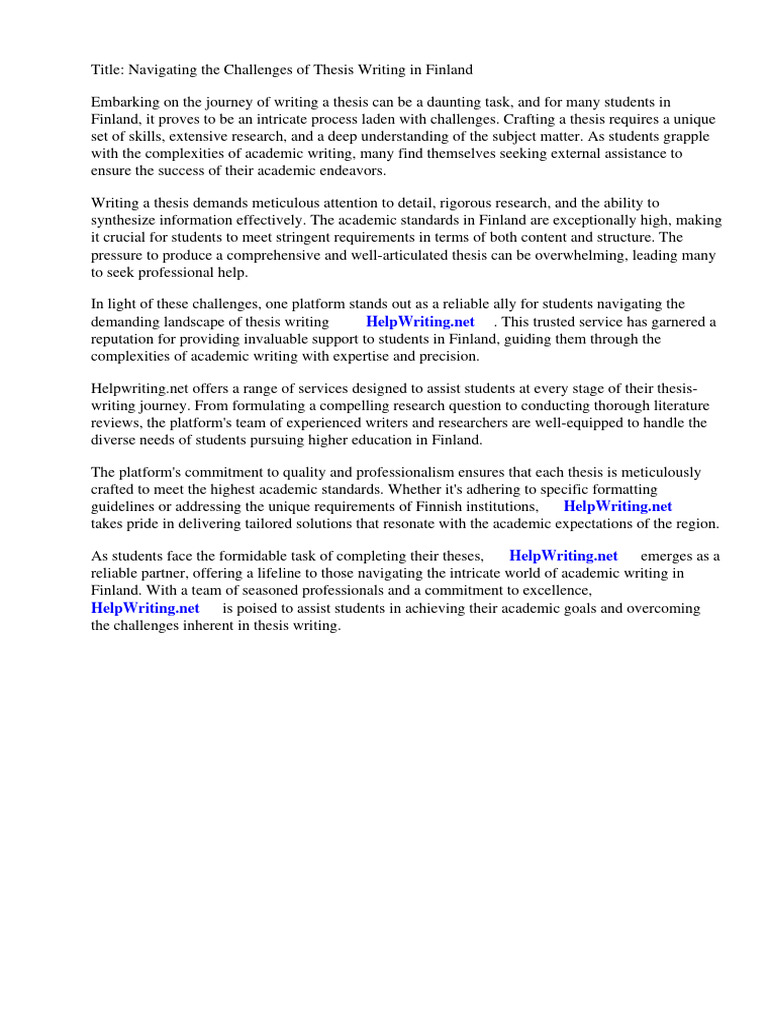 Thesis Finland | PDF | Thesis | Finland