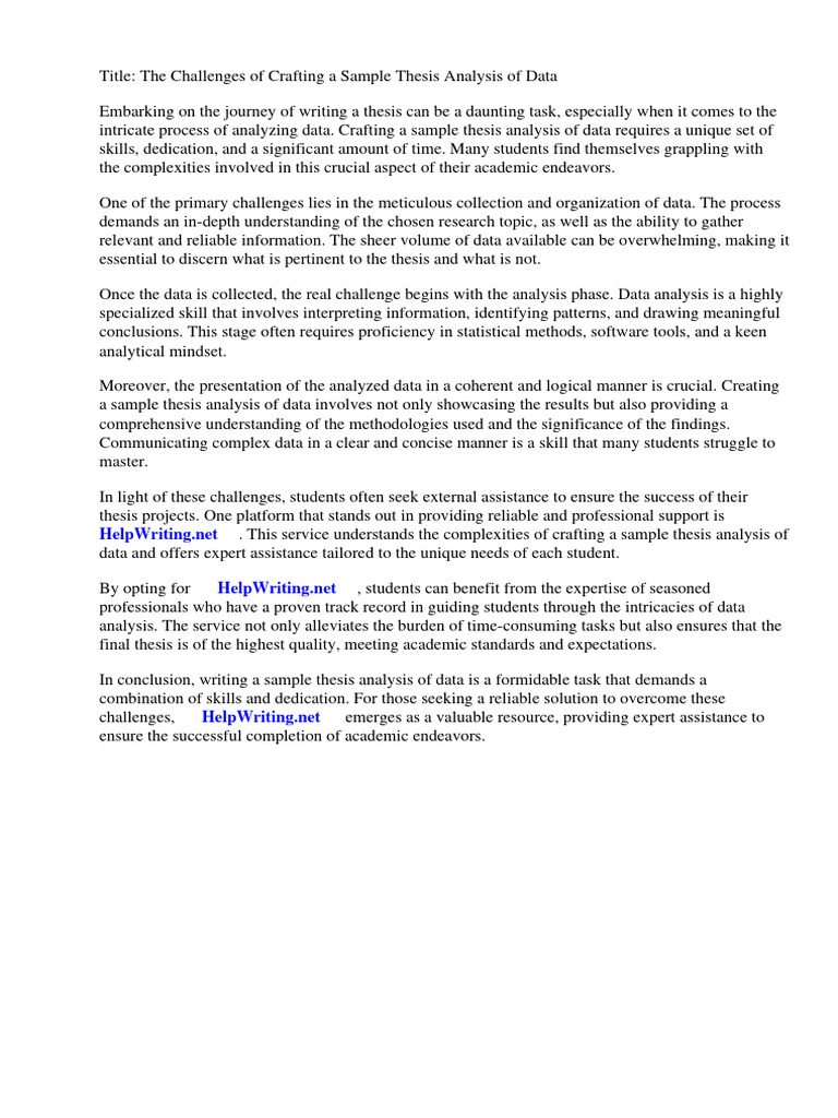 Sample Thesis Analysis of Data | PDF | Thesis | Analysis