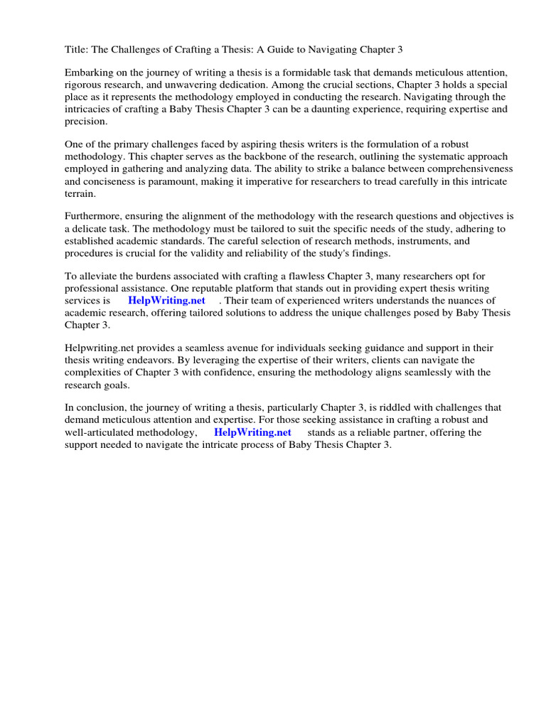 Baby Thesis Chapter 3 Sample | PDF | Methodology | Thesis