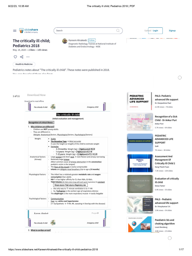 The Critically Ill Child Pediatrics 2018 - PDF | PDF | Breathing ...