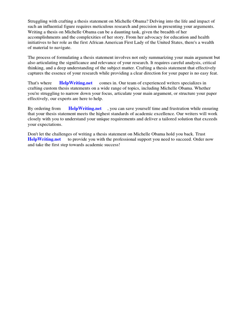 Thesis Statement Michelle Obama | PDF | Michelle Obama | Barack Obama