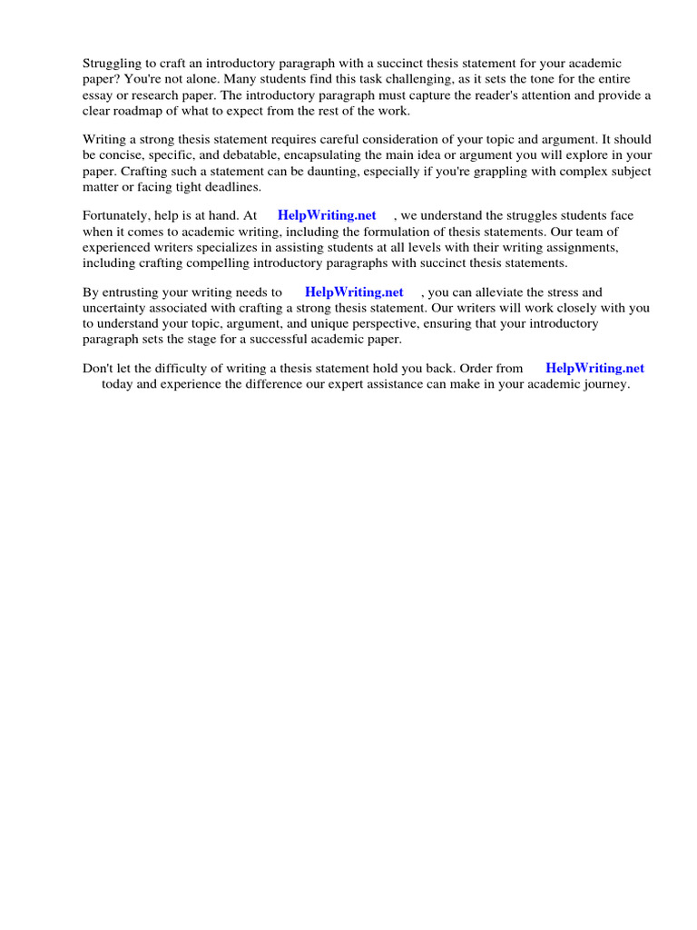 What Is An Introductory Paragraph With A Succinct Thesis Statement ...