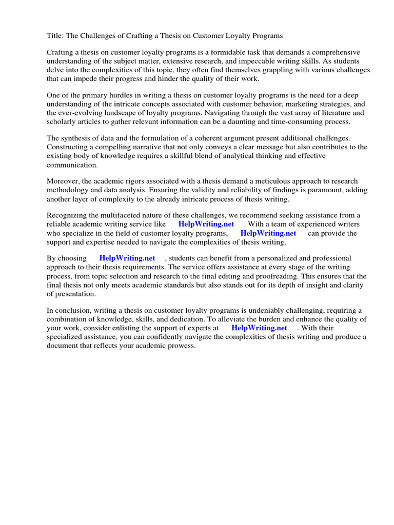 Thesis On Customer Loyalty Program | PDF | Marketing | Brand