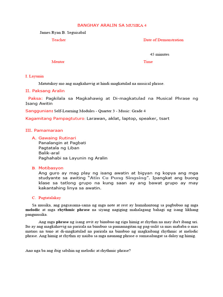 Lesson Plan Format | PDF