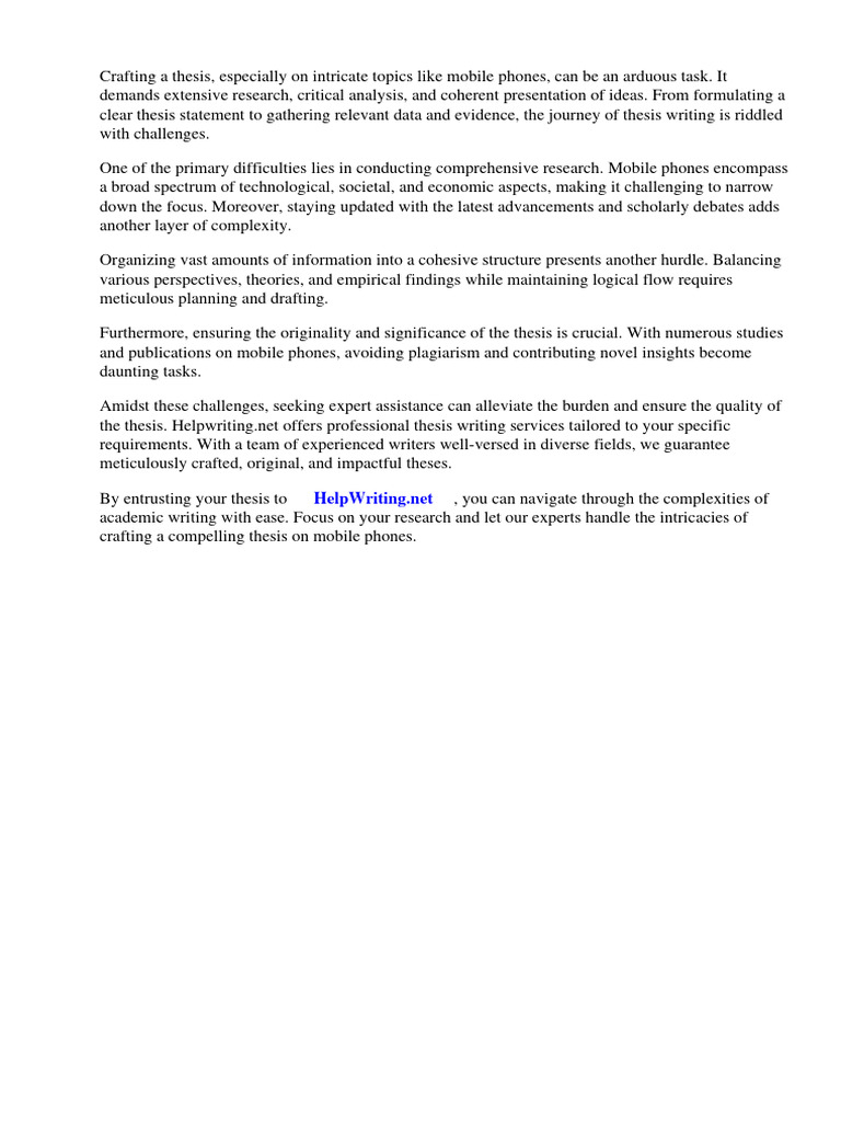 Sample Thesis Mobile Phones | PDF | Mobile Phones | Telephone
