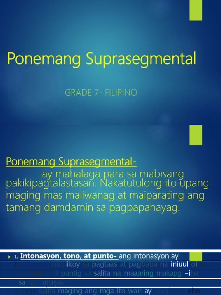 Ponemang Suprasegmental Grade 7 | PDF