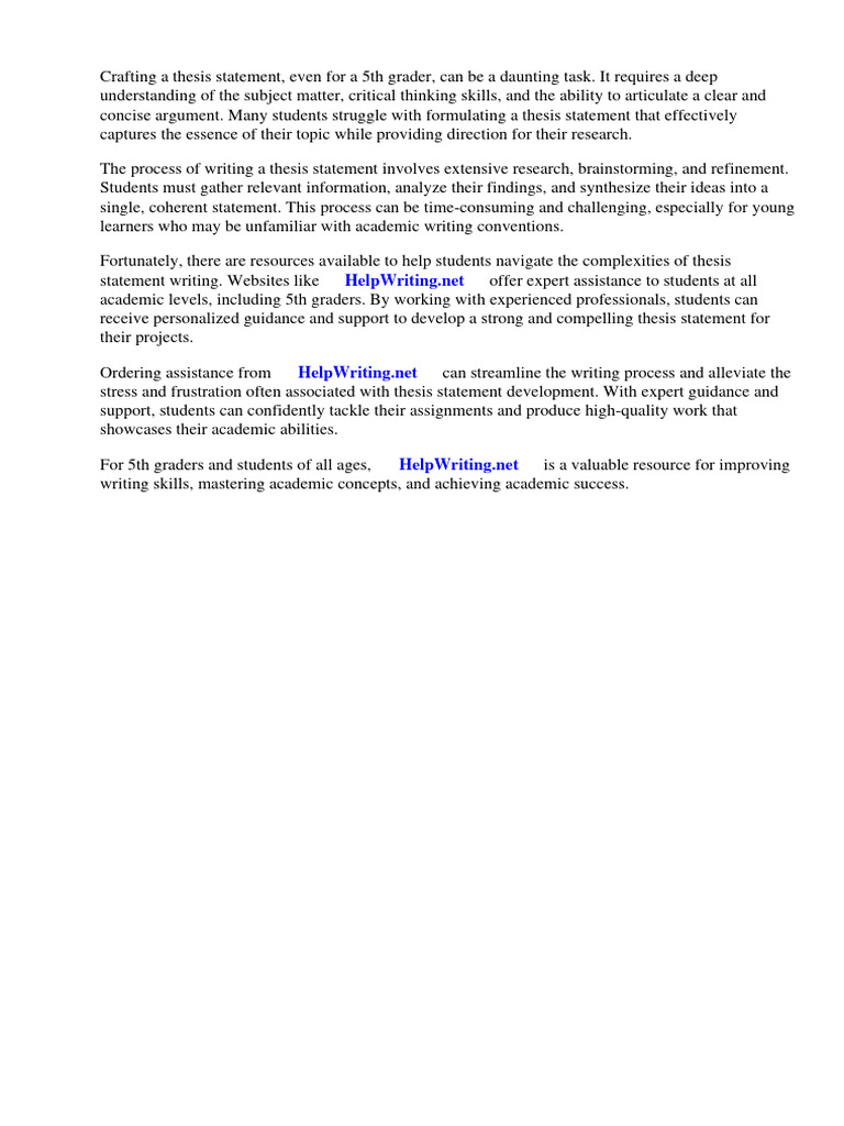 Example Thesis Statement 5th Grade | PDF | Career & Growth