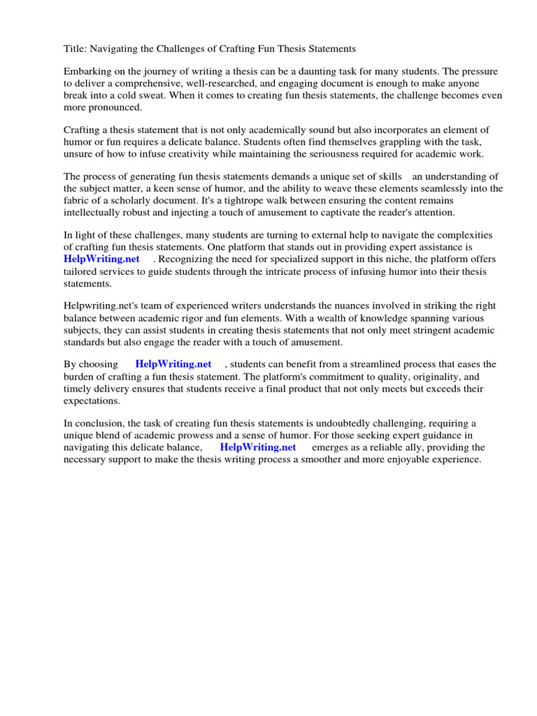 Fun Thesis Statements | PDF