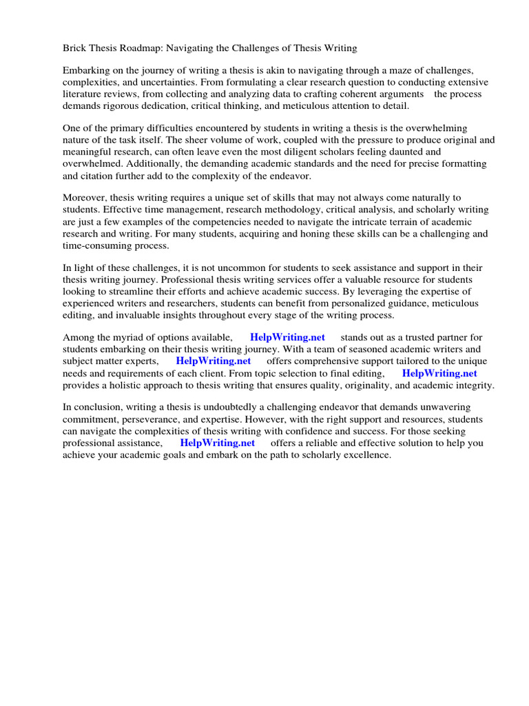 Brick Thesis Roadmap | PDF | Thesis | Essays