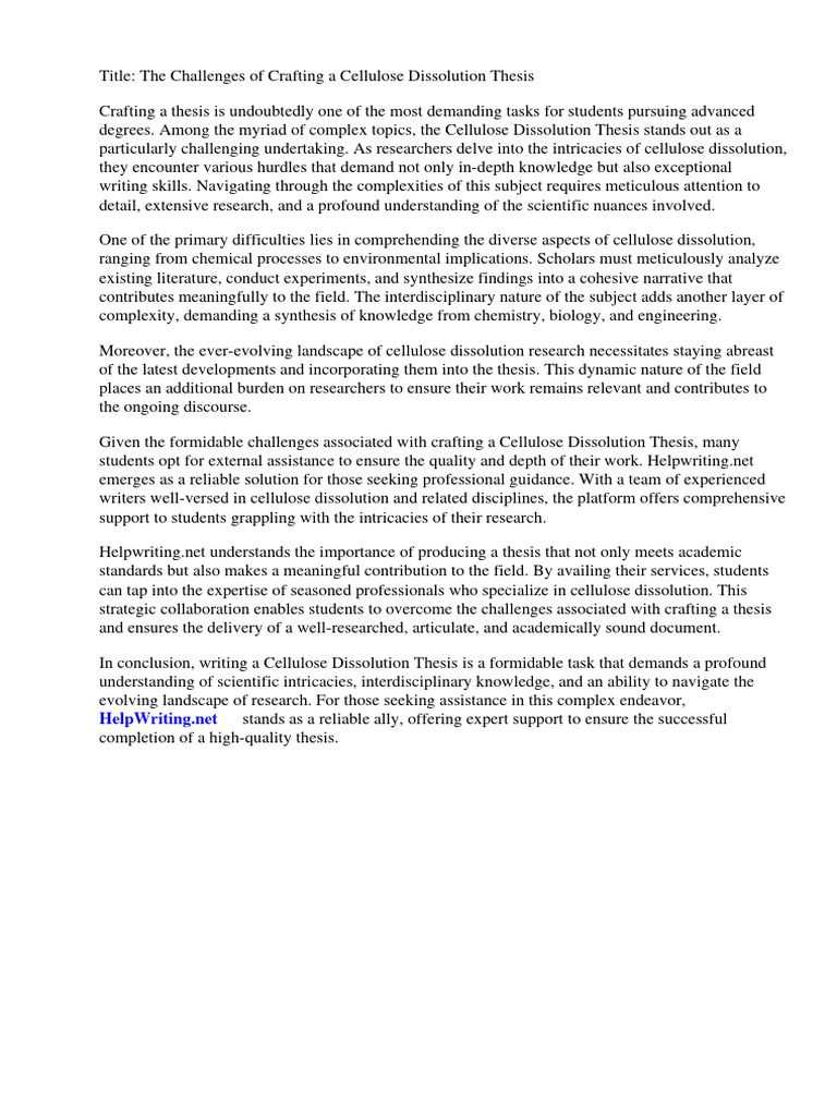 Cellulose Dissolution Thesis | PDF Cellulose Dissolution Thesis | PDF