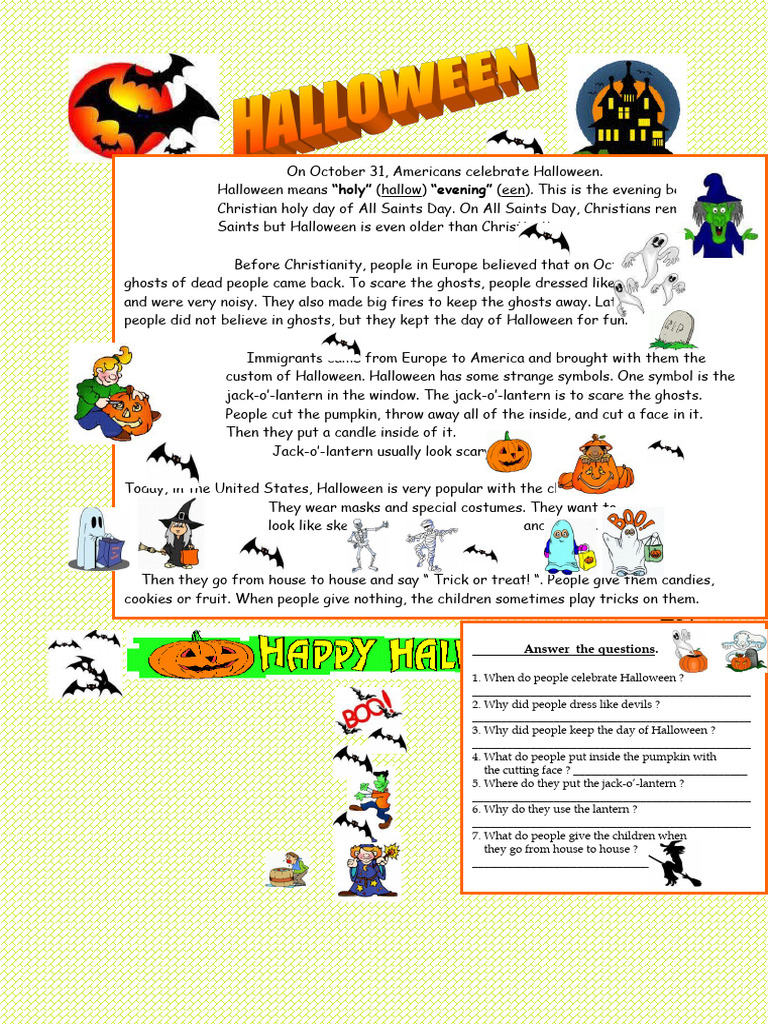 Halloween-Reading Worksheet. | PDF | Halloween | Observances