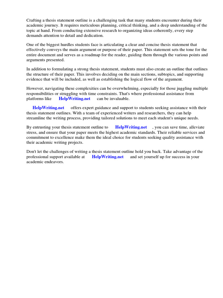 Example of A Thesis Statement Outline | PDF | Thesis | Essays