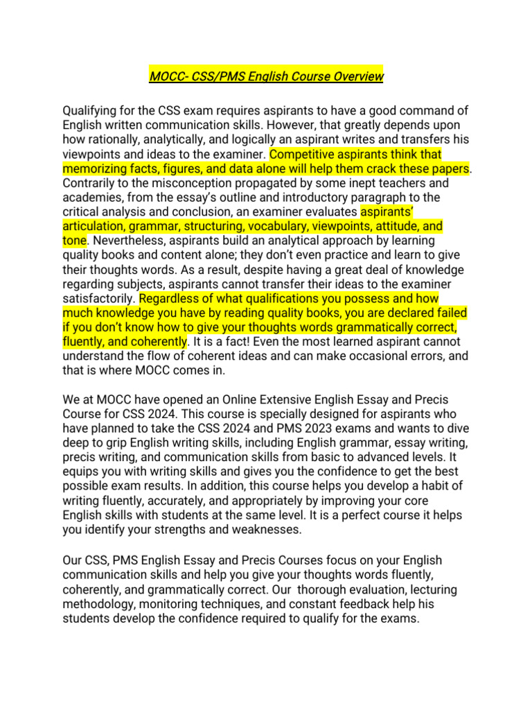 Css English Outline | PDF