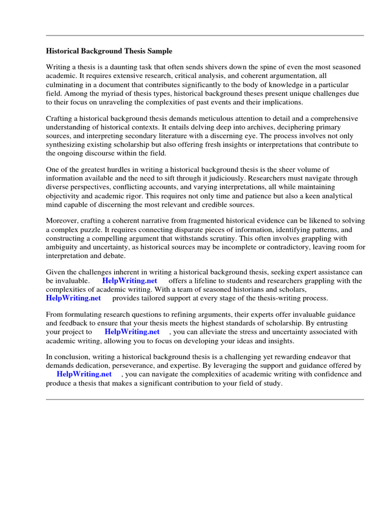 Historical Background Thesis Sample | PDF | Thesis | Essays