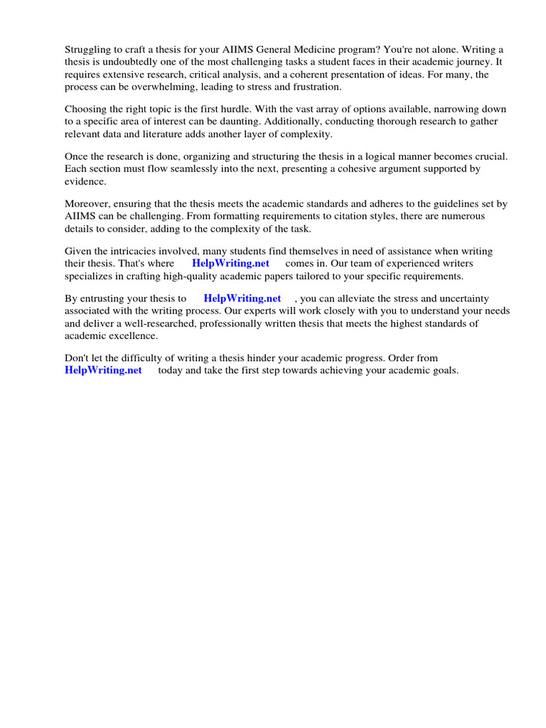 Aiims General Medicine Thesis Topics | PDF | Thesis | Surgery