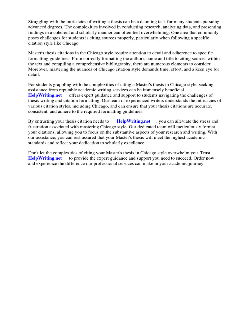 How To Cite Masters Thesis in Chicago | Download Free PDF | Citation ...