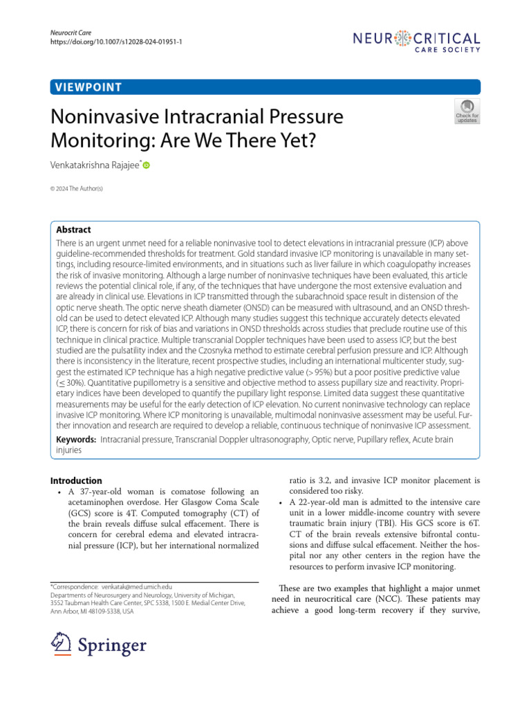 Monitoreoicpnoinvasivo | PDF | Medical Specialties | Medicine