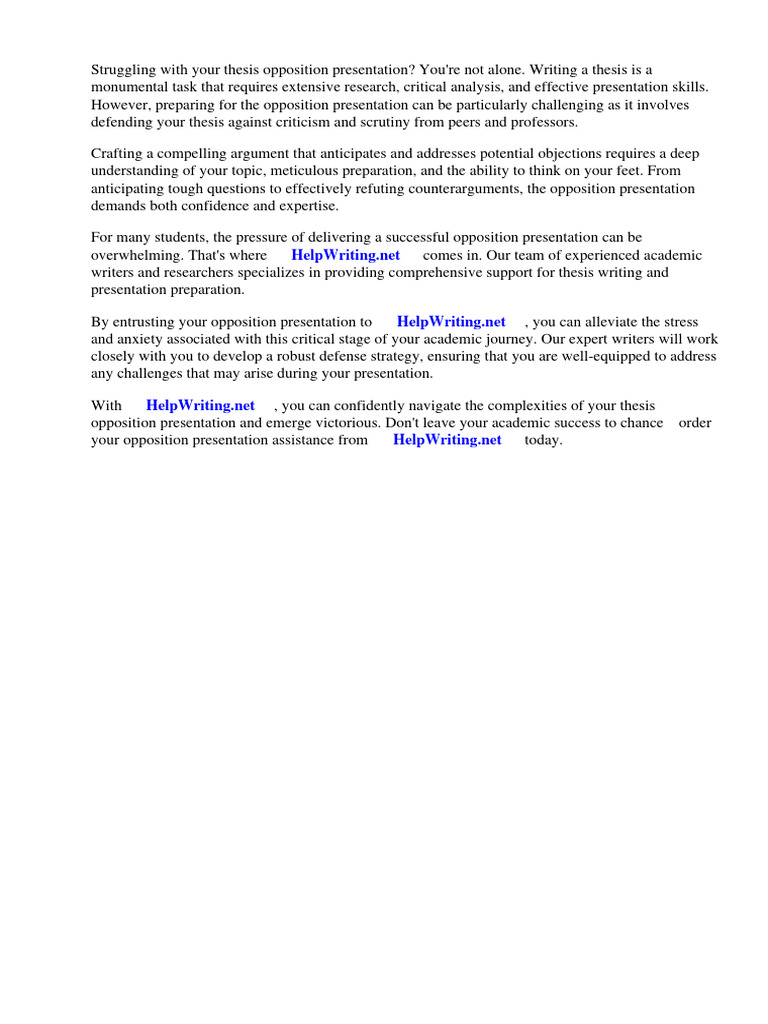 Thesis Opposition Presentation | PDF | Thesis | Essays