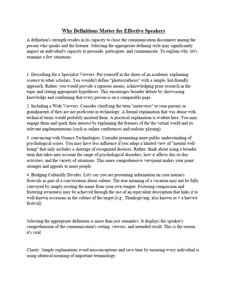 Why Definitions Matter for Effective Speakers | PDF | Psychology | Communication