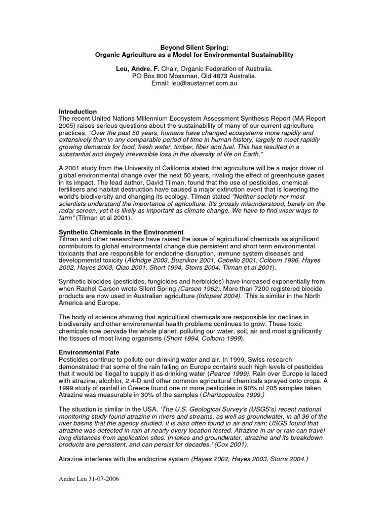 Beyond Silent Spring | PDF | Organic Farming | Agriculture
