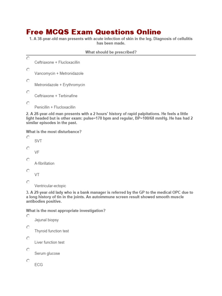Free GP MCQs for Prometric Exam | PDF | Headache | Cough