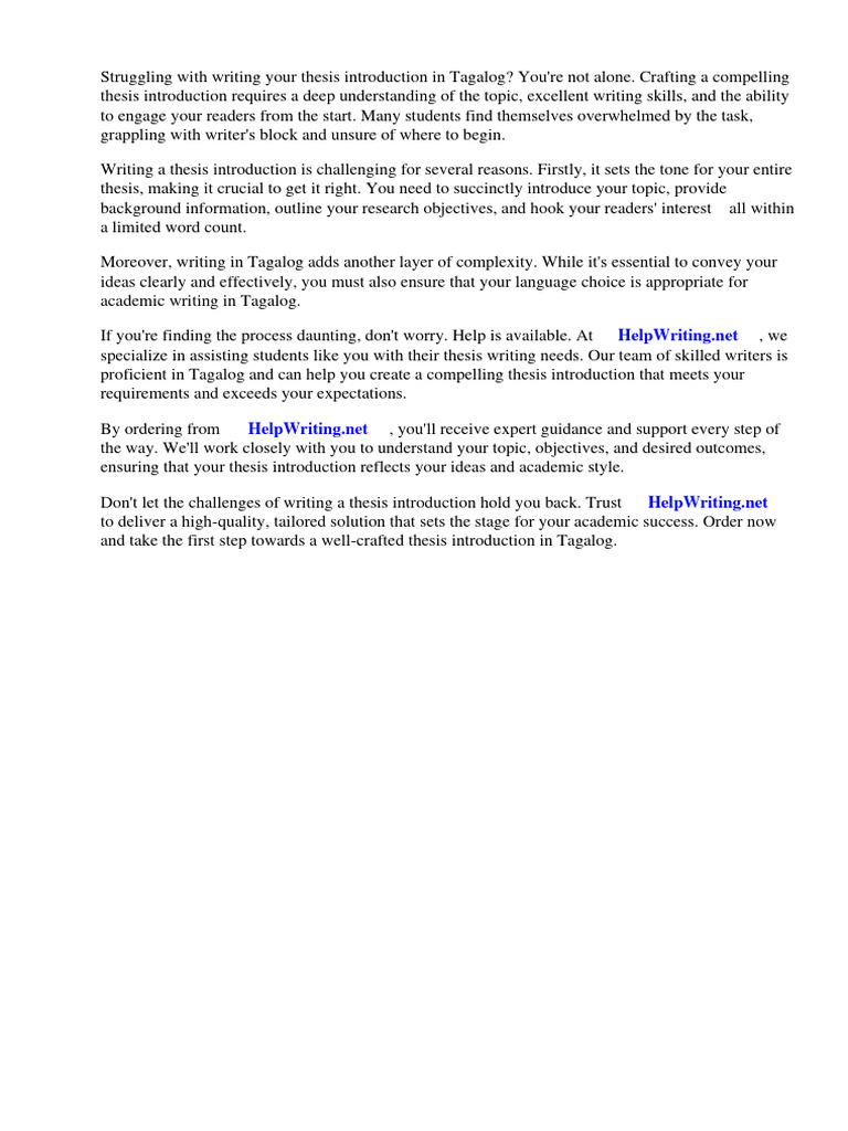 Thesis Introduction Sample Tagalog | Download Free PDF | Tagalog ...