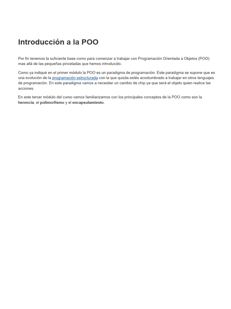 Introducción a la POO en Java | PDF | Objeto (informática) | Herencia (Programación Orientada a ...