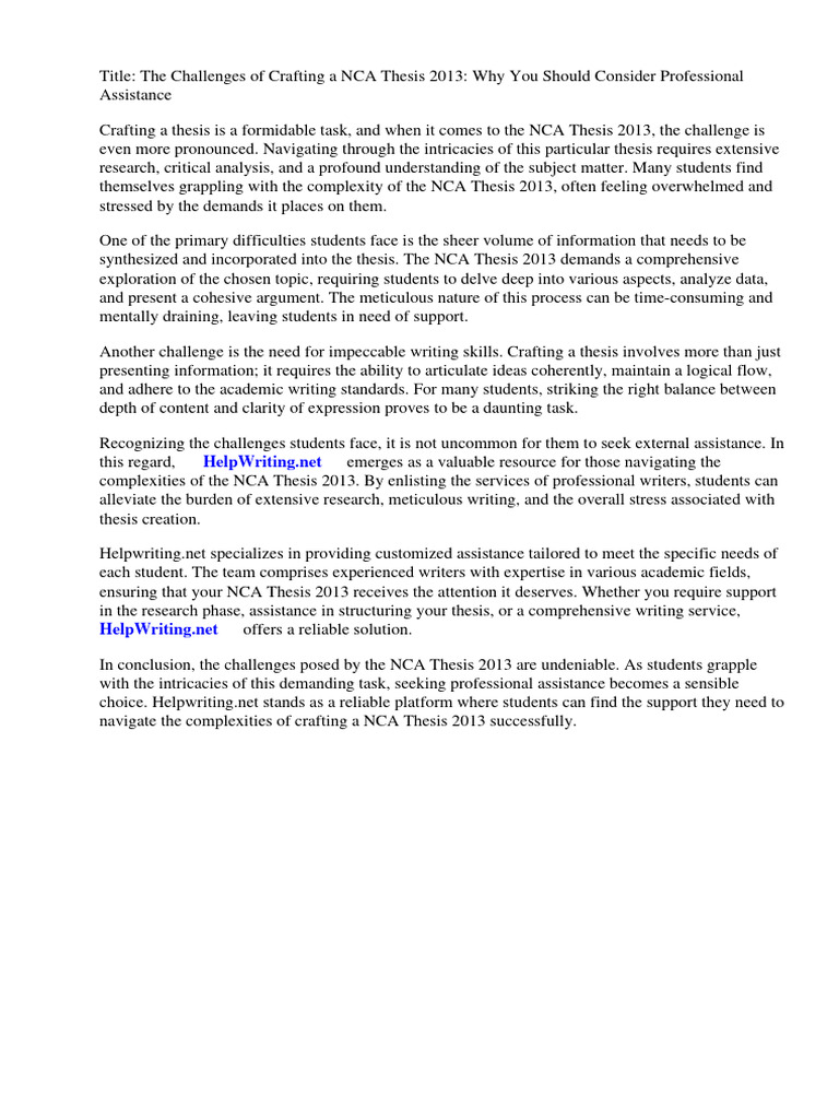 Nca Thesis 2013 | PDF | Pakistan