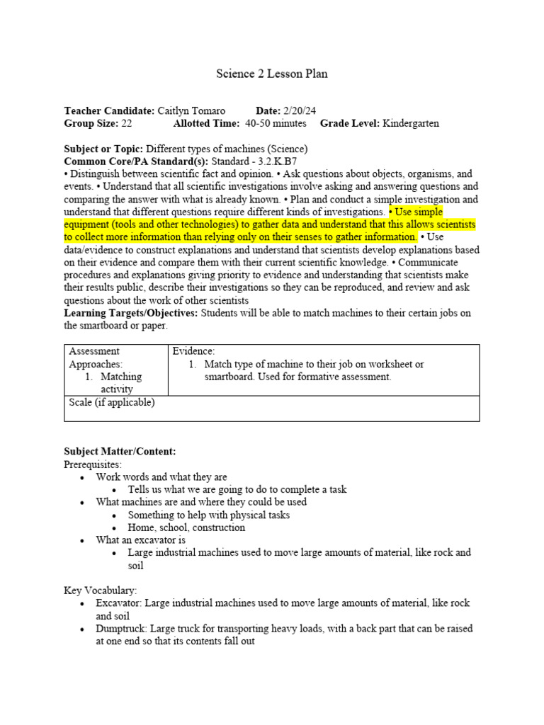 Science 2 Lesson Plan | Download Free PDF | Science | Evidence