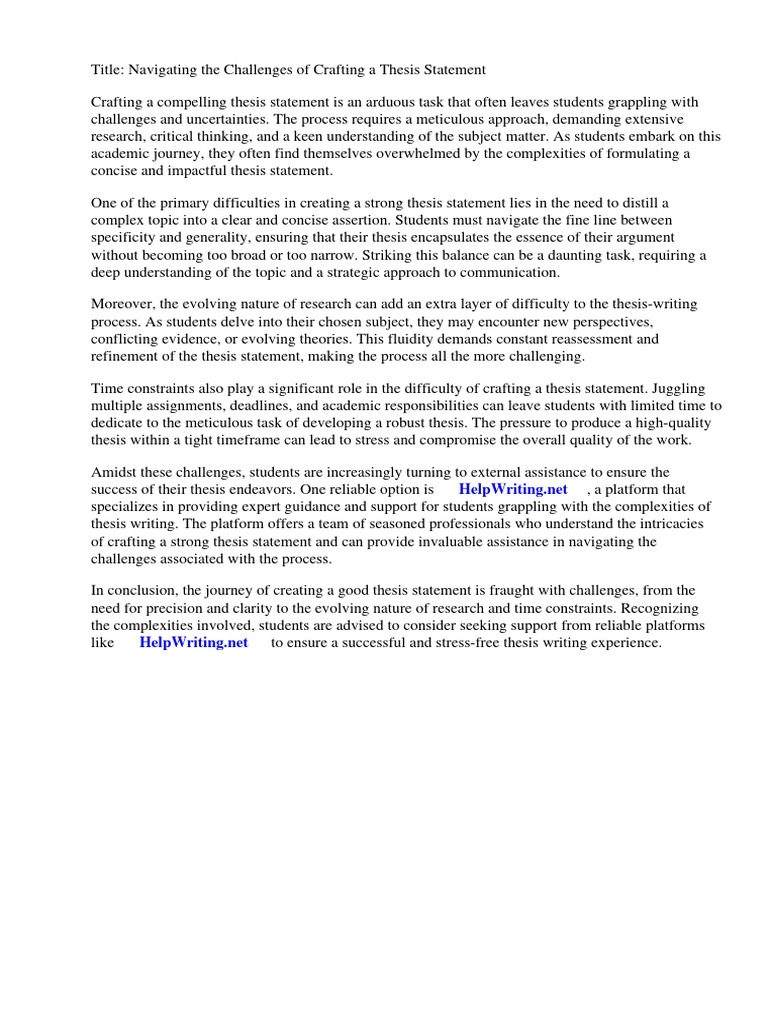 Crafting a Strong Thesis Statement | PDF | Thesis | Essays