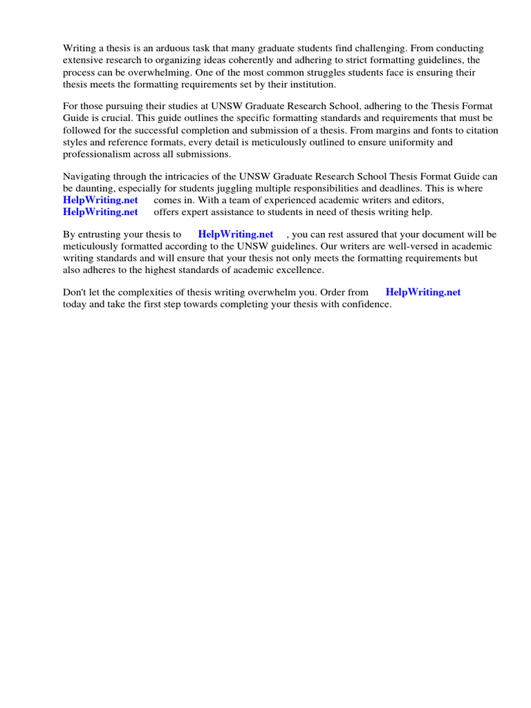 Unsw Graduate Research School Thesis Format Guide | PDF | Thesis | Academia
