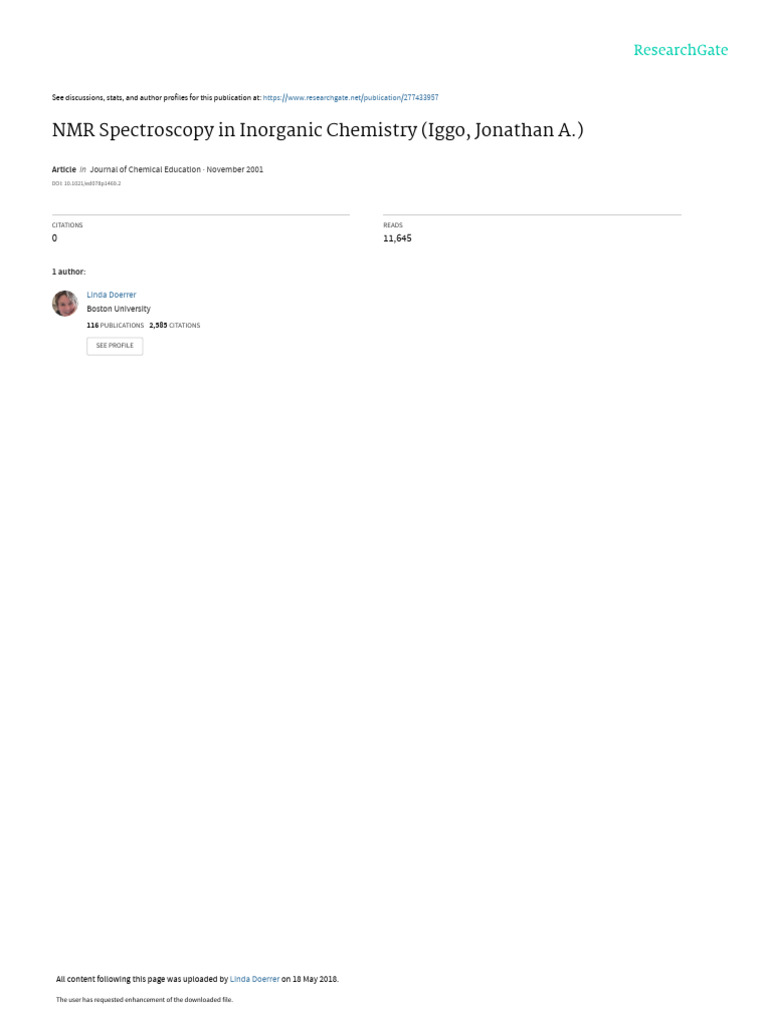 JChem Ed 20011469 Review NMRSpcyby JAIggo | PDF | Nuclear Magnetic ...