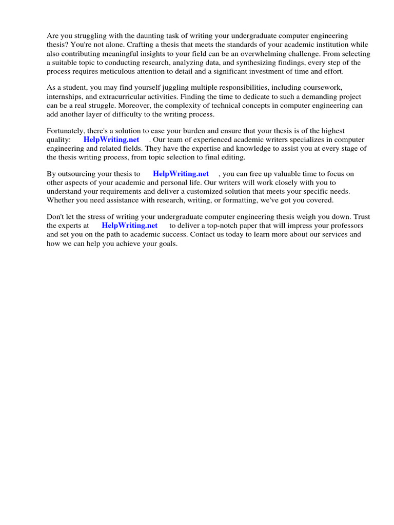 Undergraduate Computer Engineering Thesis Topics | PDF | Thesis | Engineering