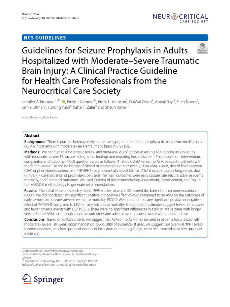 Profilaxis Convulsión | PDF | Traumatic Brain Injury | Concussion